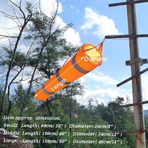 CrocSee Airport Windsock Outdoor Hanging Heavy Duty Orange Rip-Stop Wind Sock Windsocks with Reflective Belts Length(30")