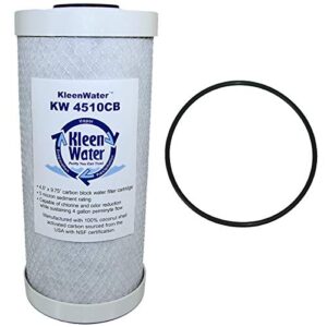 carbon filter, kleenwater kw4510cb carbon block water filter cartridge, compatible with 32-425-125-975, rfc-bb, whef-whhpcbb, cbc-bb and ep-bb, includes replacement o-ring (1)