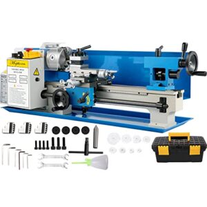 mophorn metal lathe 7 x 12 inch, precision mini metal lathe 2250 rpm 550w variable speed, mini lathe precision bench top metal working lathe for various types of metal turning