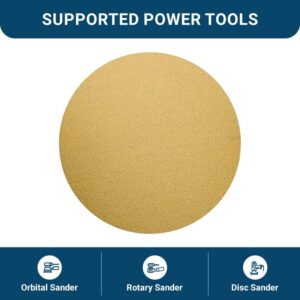 Benchmark Abrasives 6" PSA Gold Self Adhesive DA Sanding Disc Roll Aluminum Oxide Grains Designed for Surface Blending Edge Sanding General Stock Removal Orbital Sanders (100 Discs) - 80 Grit