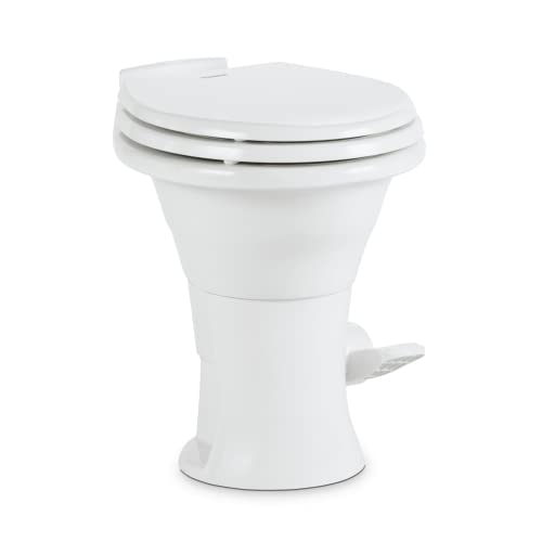 Dometic 310 Standard Toilet - White, Oblong Shape, Lightweight and Efficient with Pressure-Enhanced PowerFlush and Slow Close Seat Cover - Perfect for Modern RVs