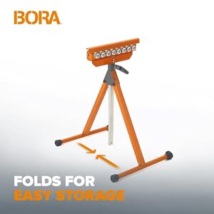 BORA Portamate PM-5093 Tri Function Pedestal Roller 11.25" Polished Steel Roller, Ball Bearing Multi-Directional Rollers