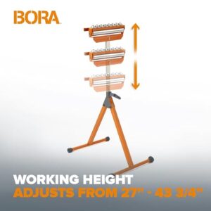 BORA Portamate PM-5093 Tri Function Pedestal Roller 11.25" Polished Steel Roller, Ball Bearing Multi-Directional Rollers