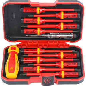 13 piece insulated screwdriver set r'deer industrial level 1000v cr-v magnetic slotted phillips pozidriv torx electrician tool kit