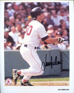 lou merloni autographed/original signed 8x10 photo showing him w/the boston red sox -coa