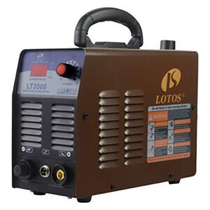 lotos lt3500 35 amp air plasma cutter, 2/5 inch 10 mm clean cut, 110v/120v input with pre installed air filter regulator with npt quick connector, brown