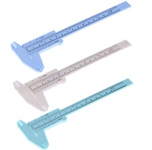 penta angel 3pcs plastic caliper inch/metric 6inch 150mm mini caliper double scale ruler measuring tool for student (white and blue and green)