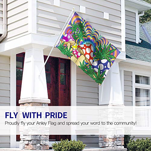 ANLEY Fly Breeze 3x5 Foot Marijuana Mushroom Flag - Vivid Color and Fade proof - Canvas Header and Double Stitched - Weed Shrooms Flags Polyester with Brass Grommets 3 X 5 Ft