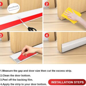 Suptikes Door Draft Stopper Under Door Seal for Exterior/Interior Doors, Strong Adhesive Door Sweep Soundproof Weather Stripping, 2" W x 39" L, White