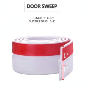 Suptikes Door Draft Stopper Under Door Seal for Exterior/Interior Doors, Strong Adhesive Door Sweep Soundproof Weather Stripping, 2" W x 39" L, White