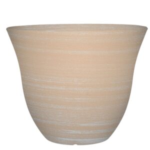 classic home and garden honeysuckle resin flower pot planter, beige, 15"