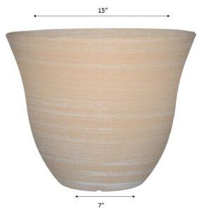 Classic Home and Garden Honeysuckle Resin Flower Pot Planter, Beige, 15"