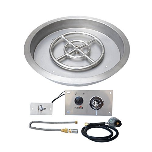 Stanbroil 19 inch Round Drop-in Fire Pit Pan with Spark Ignition Kit Propane Gas Version, Rated for up to 92,000 BTU’s