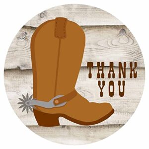 cowboy boots thank you sticker labels by adore by nat - birthday baby shower party favors envelope seals - set of 50