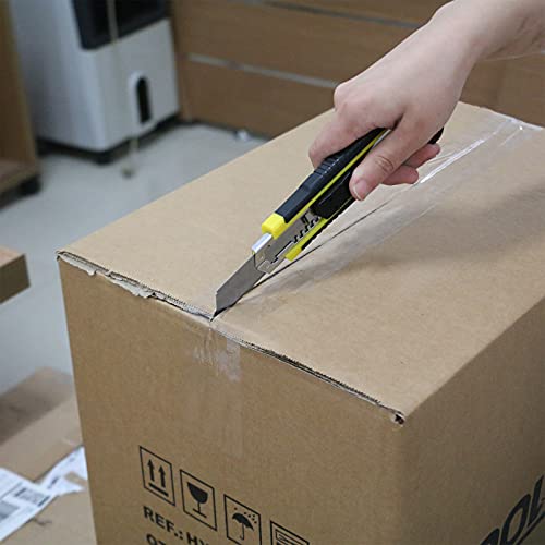 DOWELL Utility Knife Box Cutter Retractable Self Loading Heavy Duty Snap Off Quick Change Extra Blades(3PCS) TPR+PP Handle Cutting Cardboard Boxes or DIY