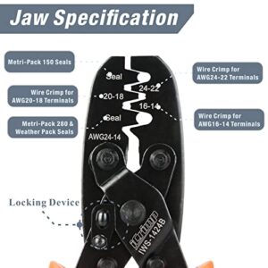 iCrimp Weather Pack Sealed Connector Crimping Tool - Wire Crimper for Delphi Metri-Pack 150, 280 & Weather-Pack Terminals AWG24-14