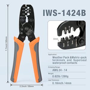 iCrimp Weather Pack Sealed Connector Crimping Tool - Wire Crimper for Delphi Metri-Pack 150, 280 & Weather-Pack Terminals AWG24-14