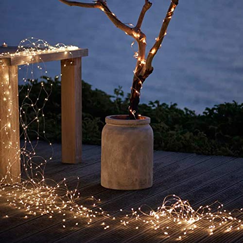 Solar Powered String Lights, 100 LED Copper Wire Lights, Waterproof Starry String Lights, Indoor/Outdoor Solar Decoration Lights For Gardens, Patios, Homes, Parties: 20 ft, Warm White