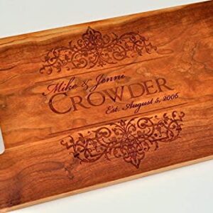 Personalized Wood Cutting Board Engraved with Family Name and Established Date | Perfect Customized Wedding Gifts For Couples Housewarming Gift or Mothers Day Gifts