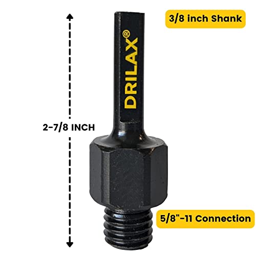 Drilax Diamond Core Drill Bit Adapter 5/8 Inch - 11 Female Arbor To 3/8 Inch Triangle Male Shank Female Thread Back Holders To Regular Drill