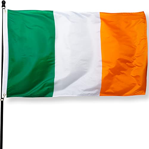 DANF Ireland Flag 3x5 Ft Thick Polyester, Fade Resistant, Brass Grommets, Canvas Header,Double Sided Irish National Flags 3 X 5 Feet