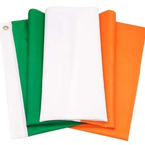 DANF Ireland Flag 3x5 Ft Thick Polyester, Fade Resistant, Brass Grommets, Canvas Header,Double Sided Irish National Flags 3 X 5 Feet