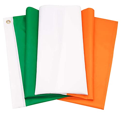 DANF Ireland Flag 3x5 Ft Thick Polyester, Fade Resistant, Brass Grommets, Canvas Header,Double Sided Irish National Flags 3 X 5 Feet