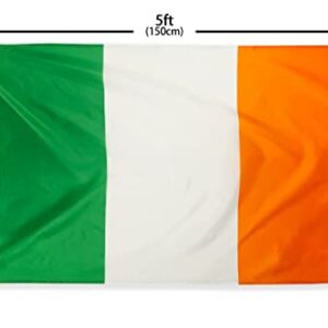 DANF Ireland Flag 3x5 Ft Thick Polyester, Fade Resistant, Brass Grommets, Canvas Header,Double Sided Irish National Flags 3 X 5 Feet