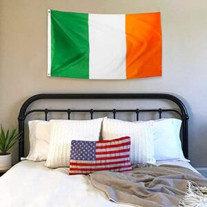 DANF Ireland Flag 3x5 Ft Thick Polyester, Fade Resistant, Brass Grommets, Canvas Header,Double Sided Irish National Flags 3 X 5 Feet