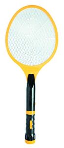 beastron bug zapper electric fly 3000v usb rechargeable, mosquito racquet killer racket with led light & 2 layer mesh (large size), yellow