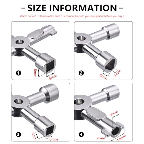 Willbond Meter Box Key Gas Key Meter Key 4-Way Multi-Functional Utilities Key for Electric Cupboard Cabinet Opening Key (Silver)