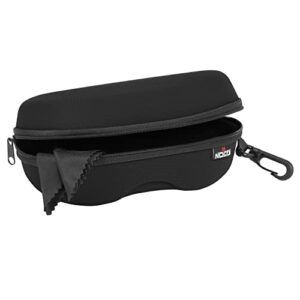 nocry storage case for safety glasses with felt lining, reinforced zipper and handy belt clip