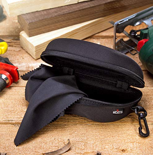 NoCry Storage Case for Safety Glasses with Felt Lining, Reinforced Zipper and Handy Belt Clip