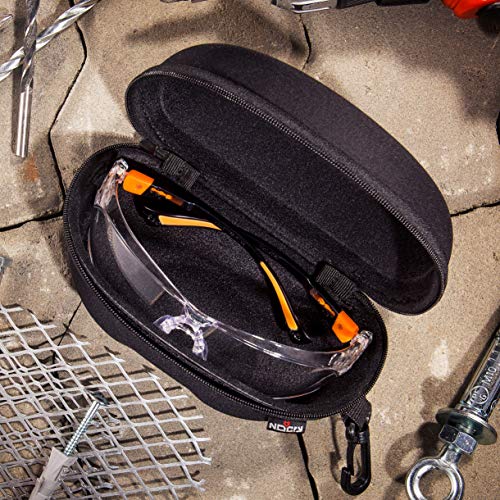 NoCry Storage Case for Safety Glasses with Felt Lining, Reinforced Zipper and Handy Belt Clip