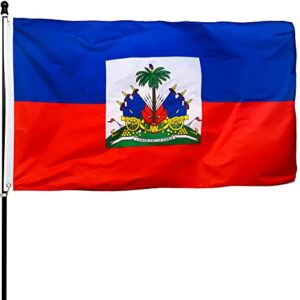 danf haiti flag 3x5 ft thick polyester, fade resistant, brass grommets, canvas header,double sided haitian national flags 3 x 5 feet