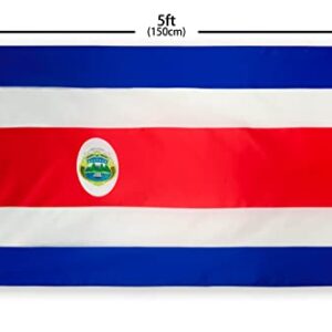 DANF Costa Rica Flag 3x5 Foot Thicker Polyester Costa Rican National Flags Polyester with Brass Grommets 3 X 5 Ft