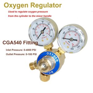 iMeshbean® OXYGEN & ACETYLENE Welding Regulators Solid Brass Gas Gauges for Victor Gas Torch Cutting Welder Kit (Oxygen and Acetylene Regulators)