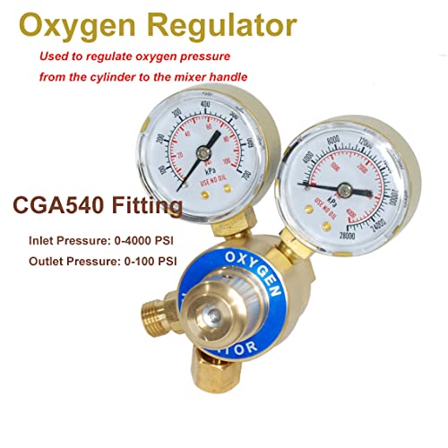 iMeshbean® OXYGEN & ACETYLENE Welding Regulators Solid Brass Gas Gauges for Victor Gas Torch Cutting Welder Kit (Oxygen and Acetylene Regulators)