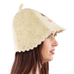 Eden Ukraine Wool Sauna Hat Embroidered in Russian Tsaritsa