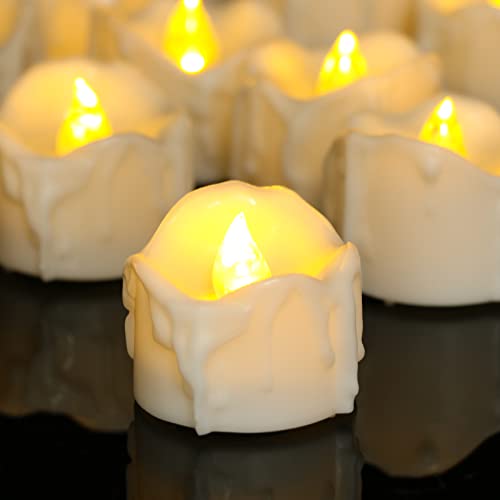 PChero Tea Lights Candles with Timer, 12 Packs Flickering Flameless LED Tealights Battery Operated Electric Votive Candles for Christmas Decorations Fall Indoor Home Decor