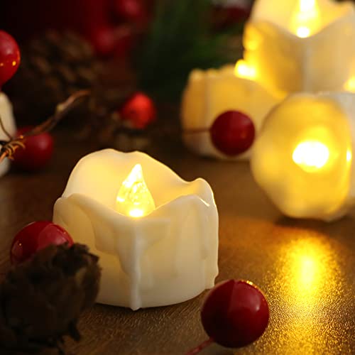 PChero Tea Lights Candles with Timer, 12 Packs Flickering Flameless LED Tealights Battery Operated Electric Votive Candles for Christmas Decorations Fall Indoor Home Decor