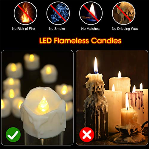 PChero Tea Lights Candles with Timer, 12 Packs Flickering Flameless LED Tealights Battery Operated Electric Votive Candles for Christmas Decorations Fall Indoor Home Decor