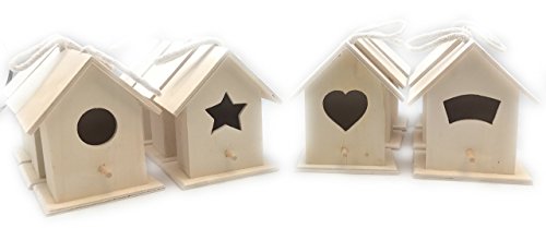 Oojami Design Your Own Wooden Birdhouses 12 Bird House Bulk (Modern)