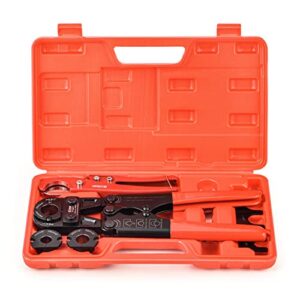 icrimp pex pipe crimping tool kit for 3/8,1/2,3/4,1-inch copper ring with free gauge&pex pipe cutter -meet astm f1807 and portable