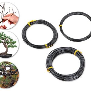 3 Pieces 10m Bonsai Wire Craft Aluminium Wire Bonsai Training Tools - Black (1.0 mm / 1.5 mm / 2.0 mm, 10m for Each Size)