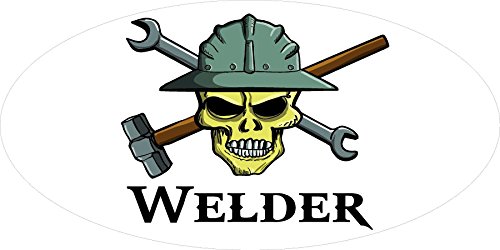 3 - Welder Skull Hard Hat/Helmet Stickers 1 1/2" x 3" H309