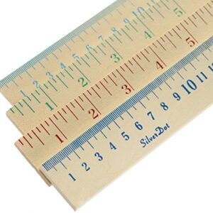 SILVERDOT 12-Pack Wooden Yardsticks (Double-Sided with Inches and Centimeters, 1/5" Thick), Assorted Colors