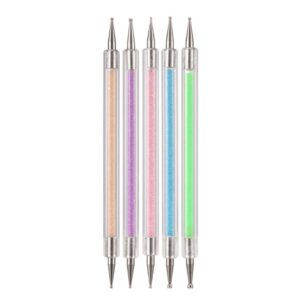 smytshop 5pcs double-end crystal dotting manicure tools painting dot pen nail art paint set colorful (a)