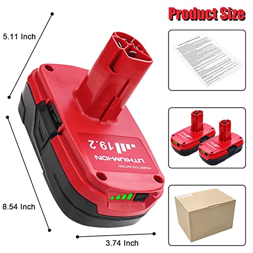 2Packs 3.0Ah Lithium Replacement Battery for Craftsman 19.2V Battery DieHard C3 130279005 Battery XCP 1323903 130211004 11045 315.115410 315.11485 Compatible with Craftsman 19.2 Volt Power Tools