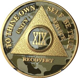 19 year aa medallion camo gold plated anniversary chip camouflage color